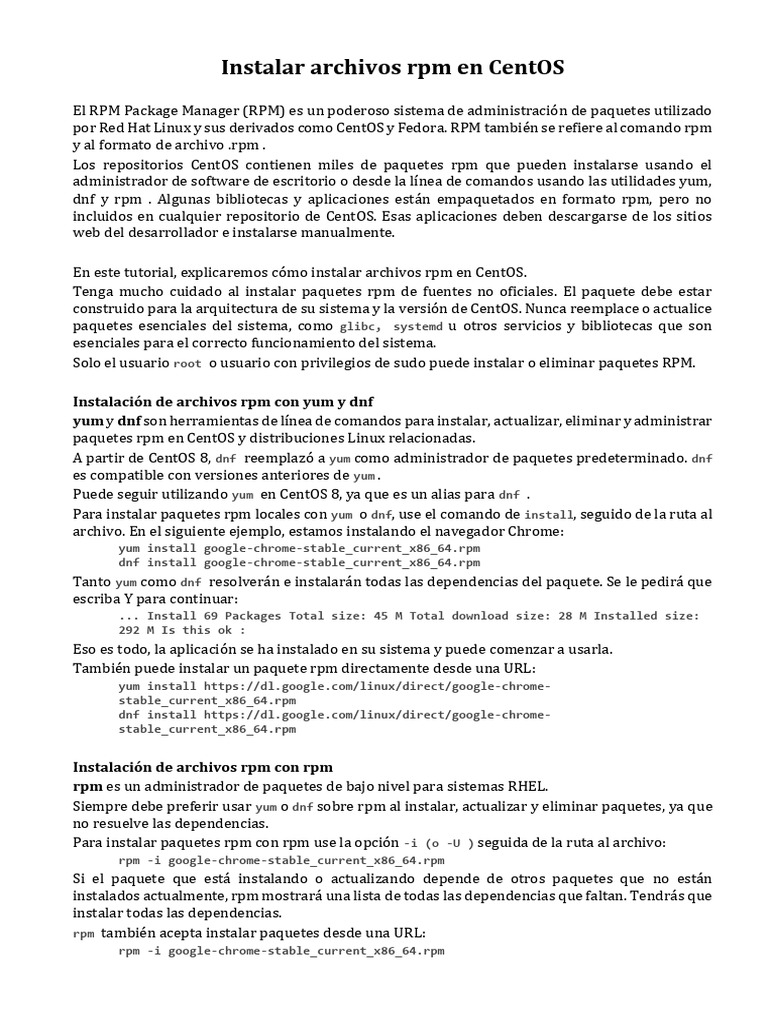 Instalar Archivos RPM en CentOS | PDF