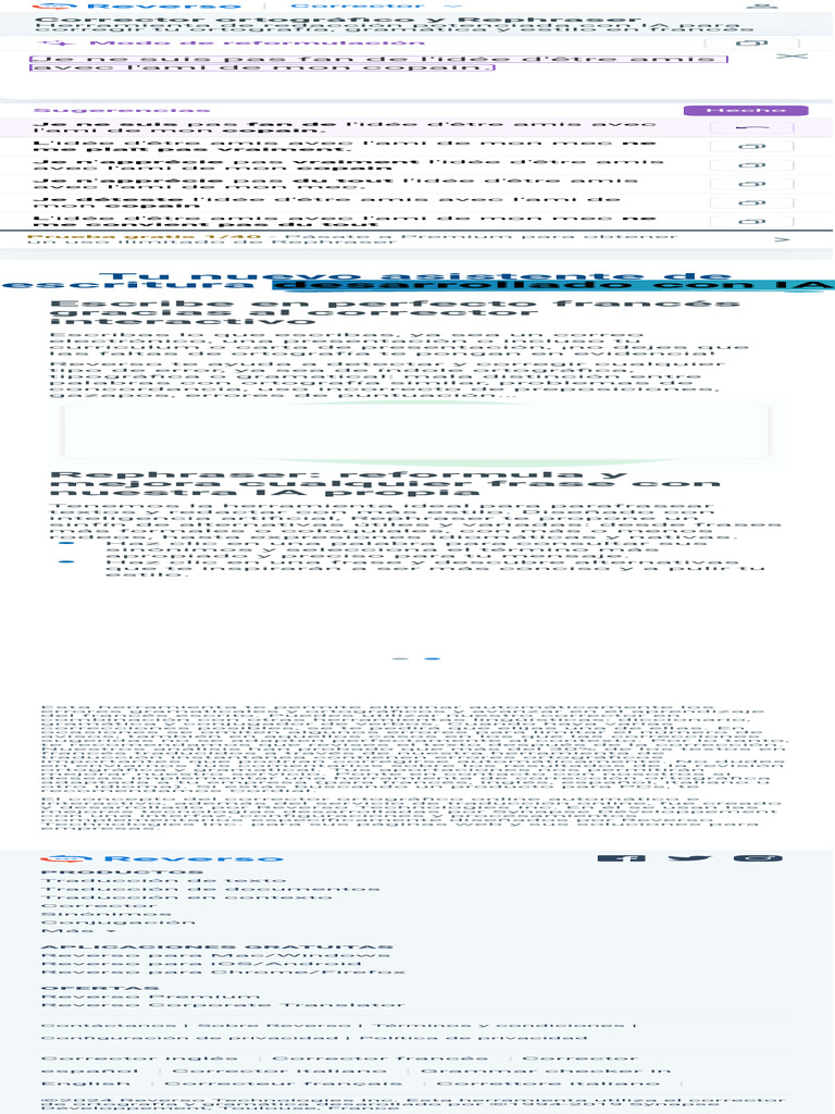 Corrector Ortográfico y Gramatical - Francés - Reverso | PDF