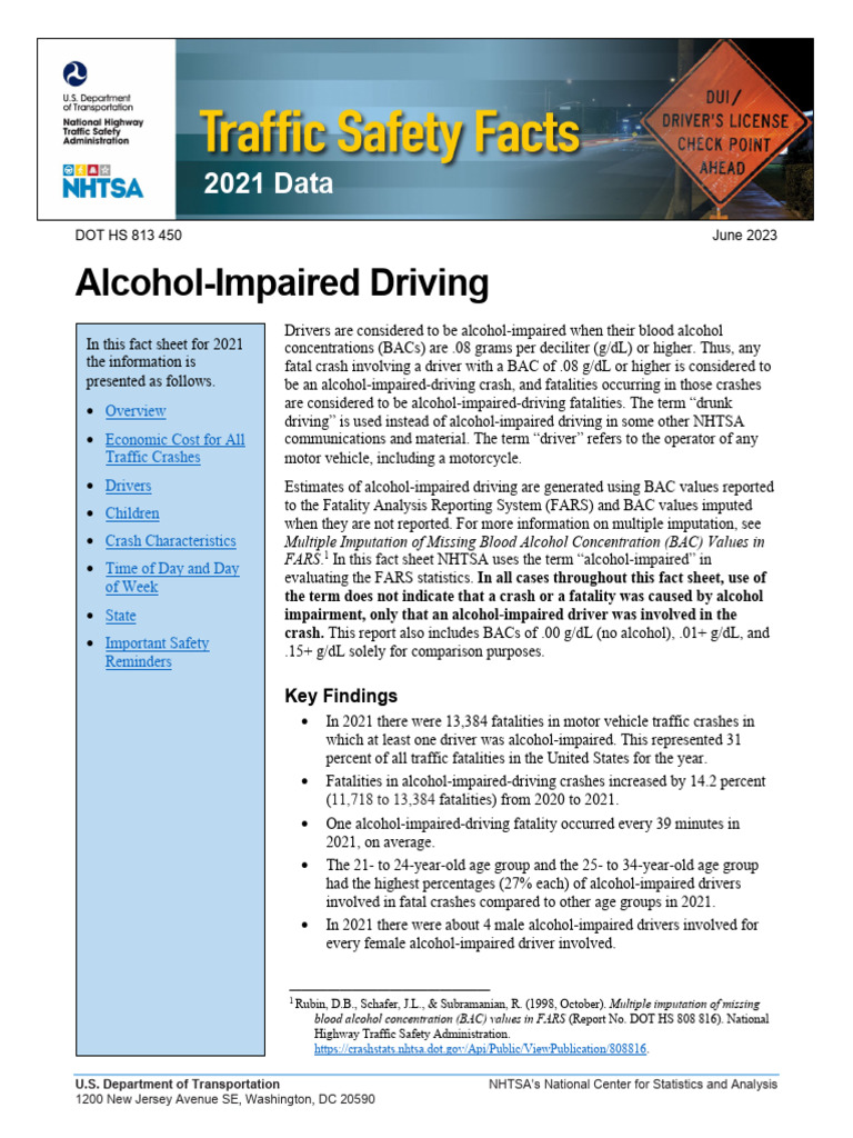 Alcohol-Impaired-Driving Traffic Safety Facts 2021 Data | PDF