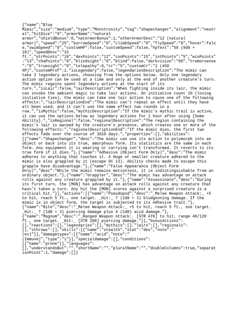 Blue Mimic - Monster | PDF