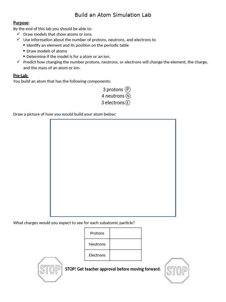 Build An Atom Simulation Lab STUDENT | PDF | Atoms | Proton