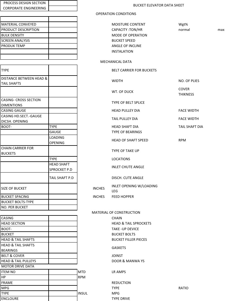 Spread Sheet Bucket Elevator | PDF
