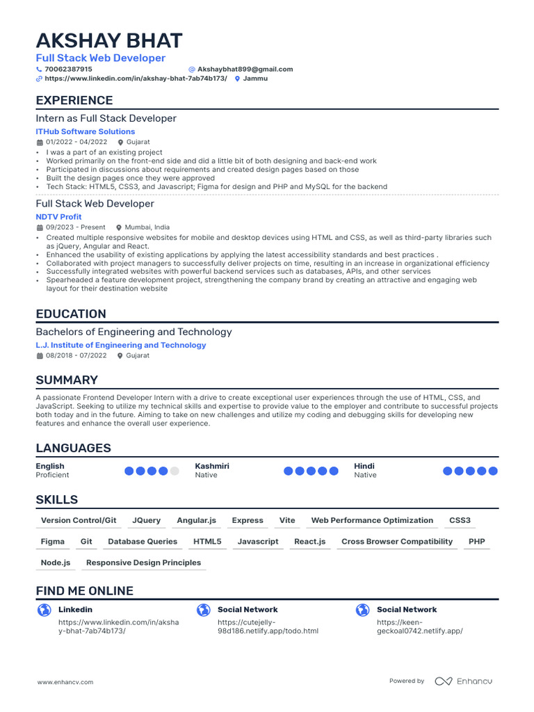 Akshay Bhat Resume | PDF