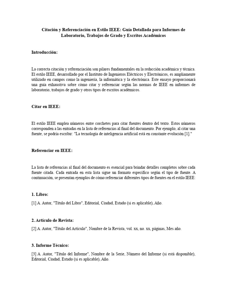 Citación y Referenciación en Estilo IEEE | PDF