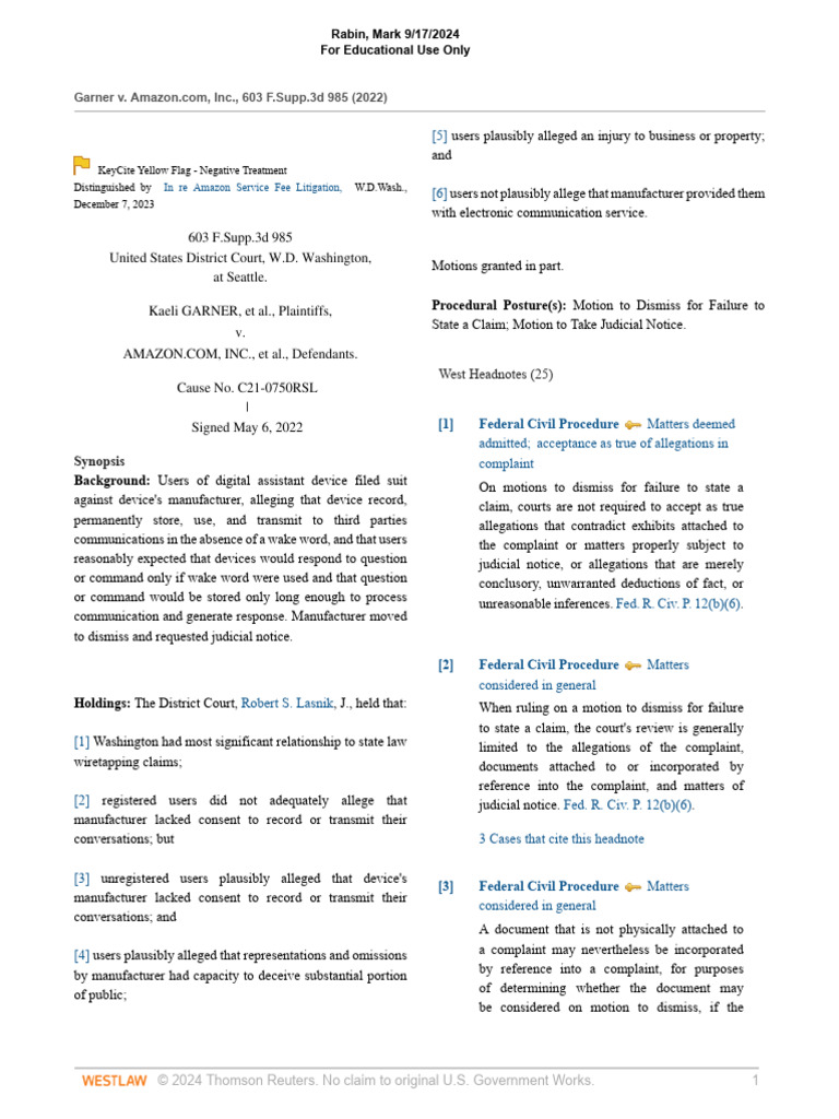 Garner V Amazoncom Inc | PDF