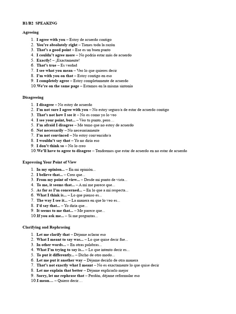 B1/C2 English Speaking Phrases | PDF