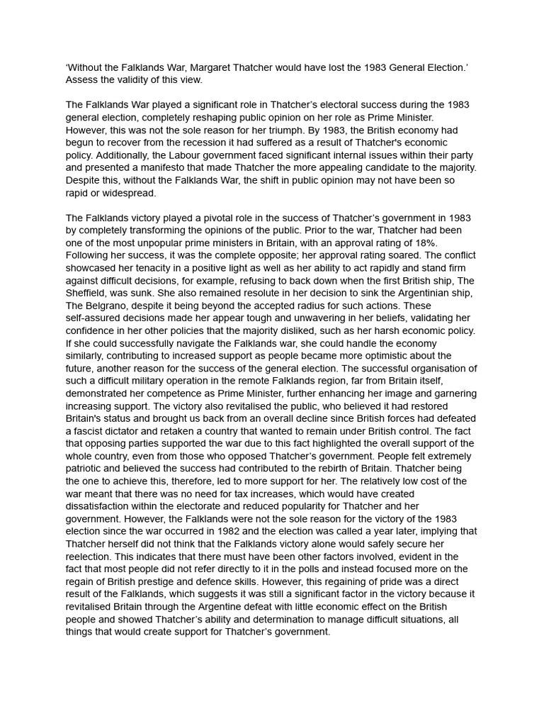 Without The Falklands War, Margaret Thatcher Would Have Lost The 1983 ...