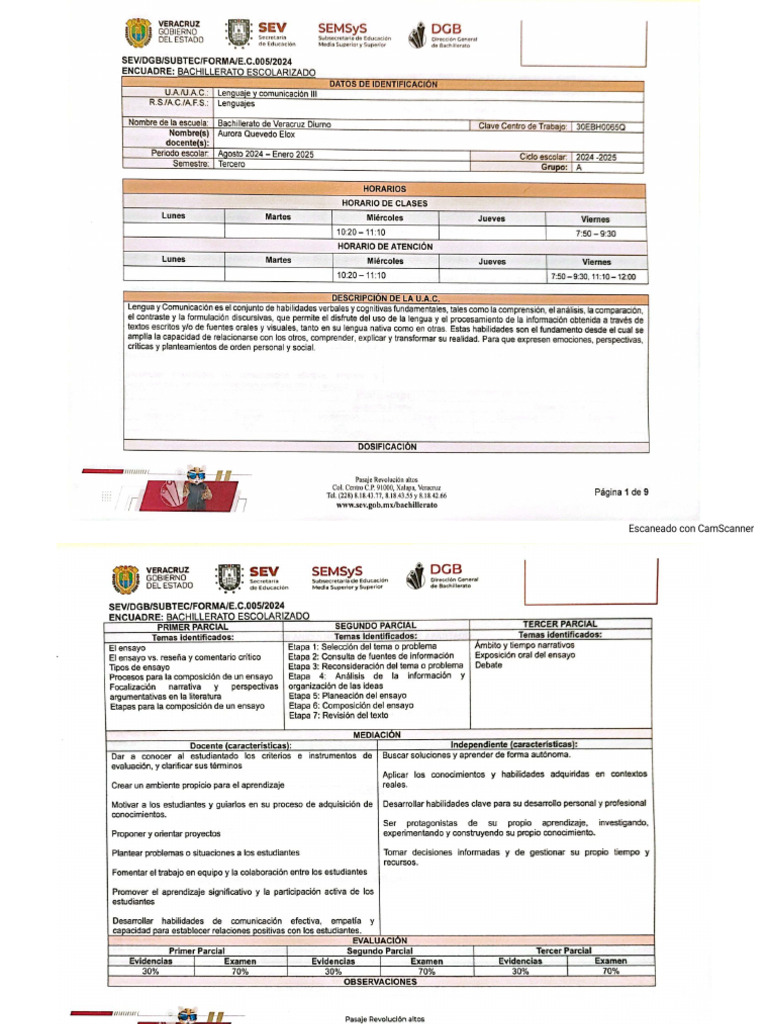 Encuadre Lengua y Comunicación 3 Ago 24 Ene 25 | PDF