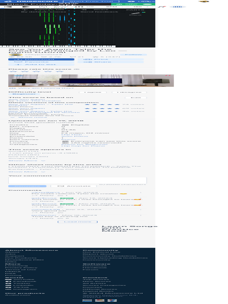See You Again Tyler The Creator Arranged by Leo - Piano Tutorial | PDF | Saxophone | Musical ...