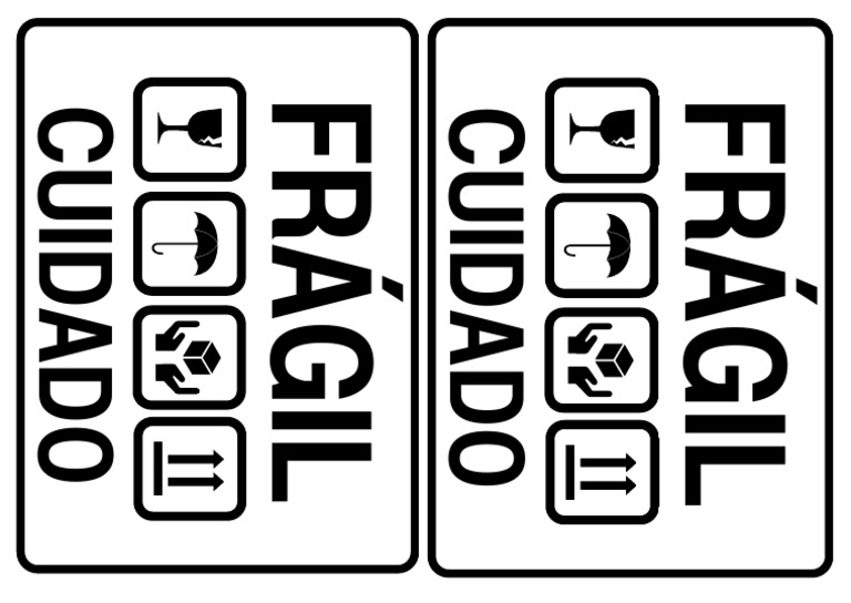 Placa de Aviso Frágil Cuidado Documento A4 Vermelho e Branco | PDF