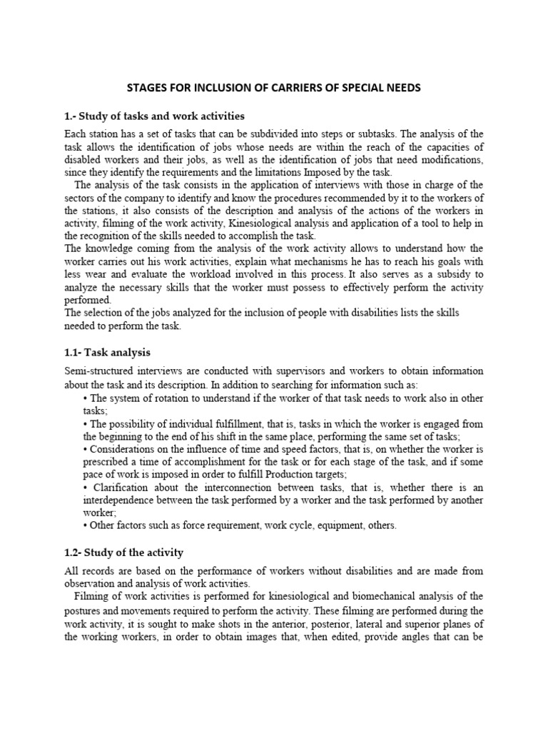 Etapas para Inclusão de PCDS - Stages For Inclusion of Carriers of Special Needs | PDF