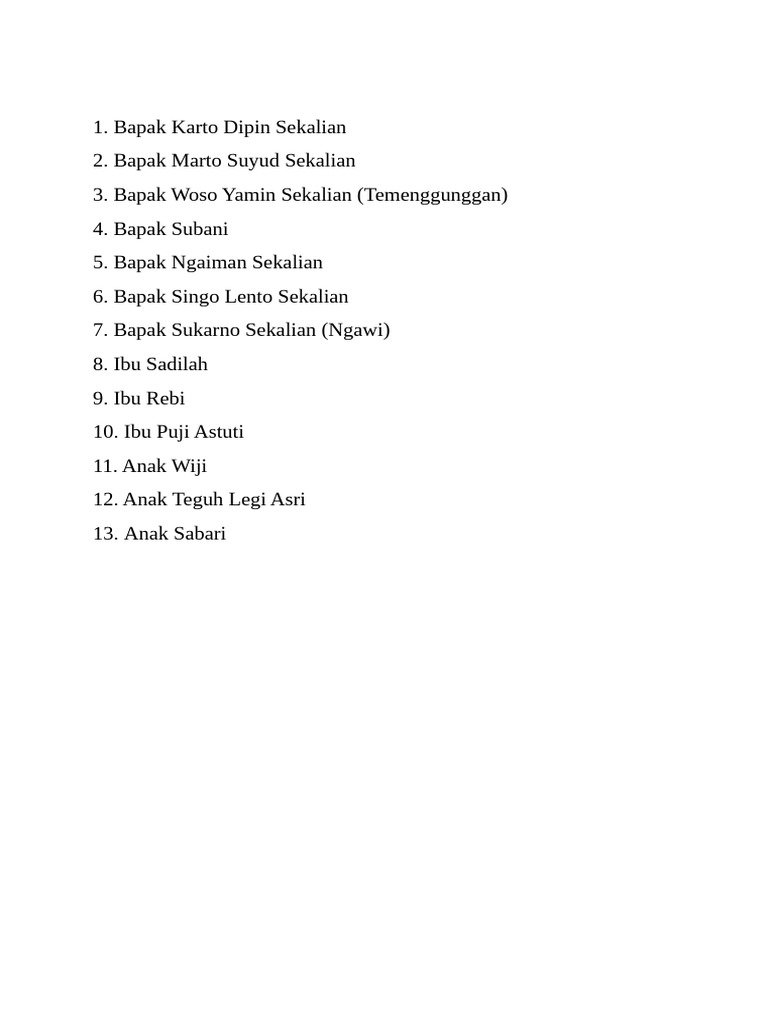 Nama Nama Embah | PDF