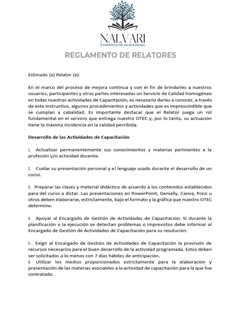 Reglamento Relator | PDF