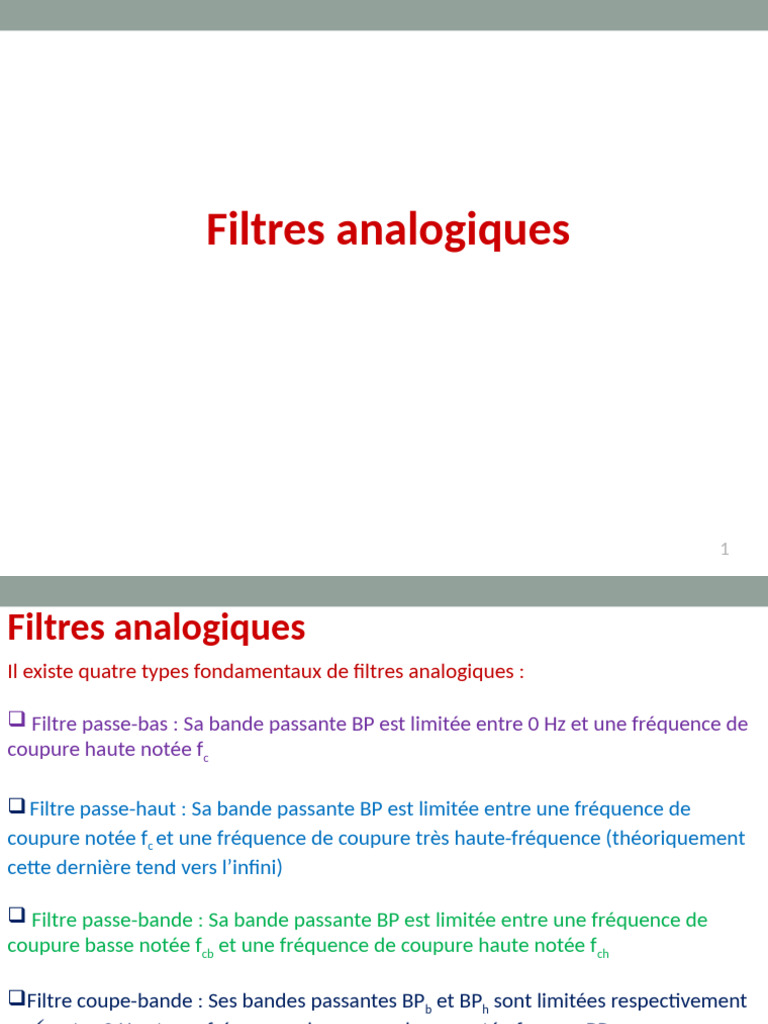 Filtrage | PDF | Filtre (électronique) | Bande passante