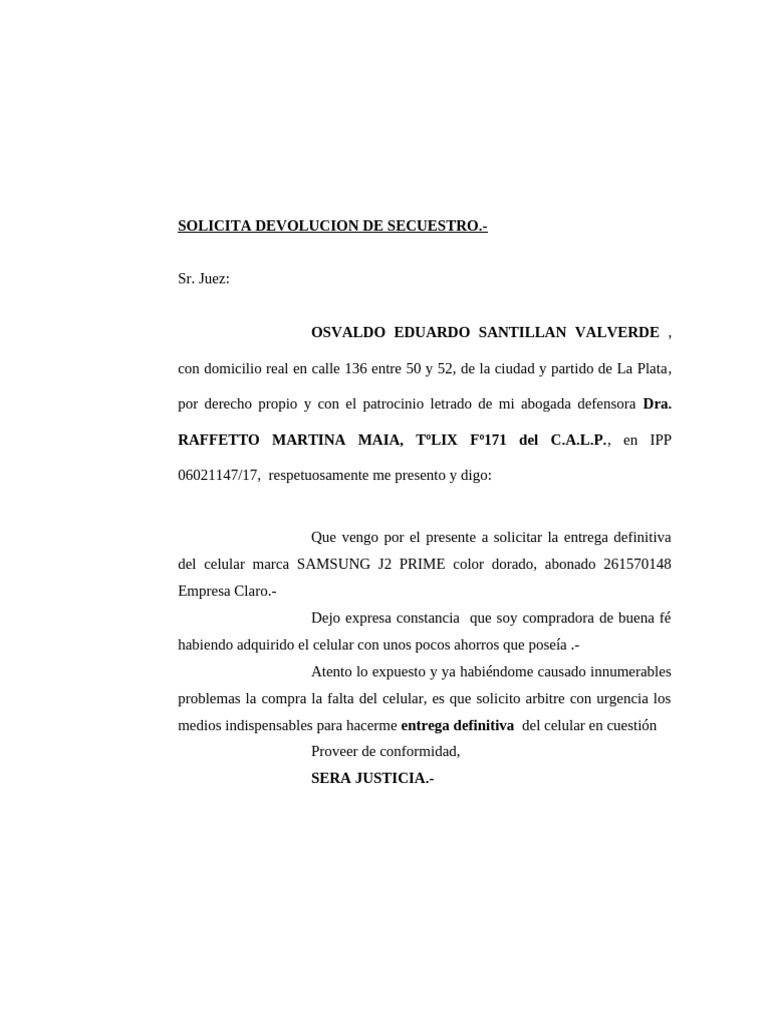 Solicitud de Devolución de Celular | PDF