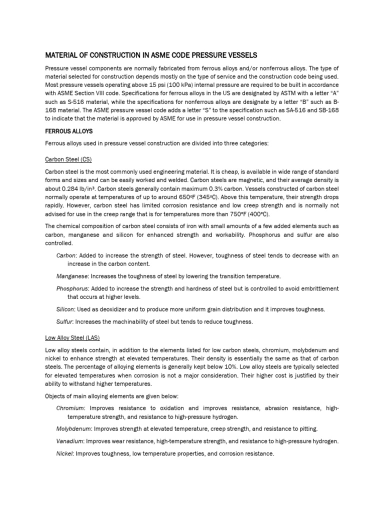 ASME Pressure Vessel Materials Guide | PDF | Stainless Steel | Steel