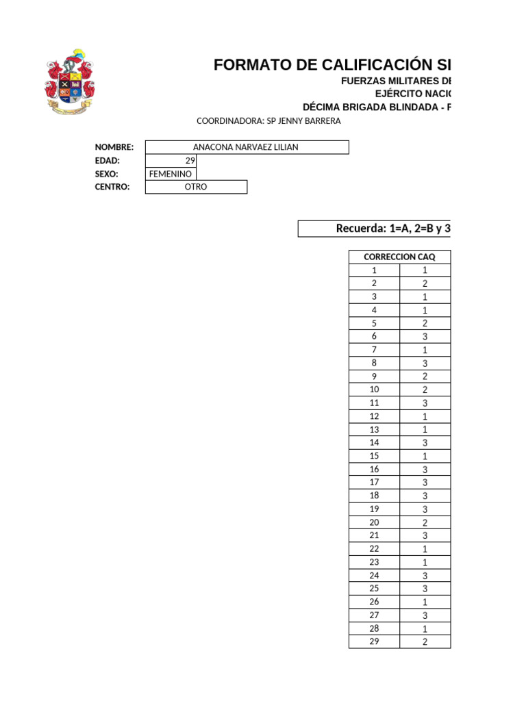 Caq Sistematizado Lugo | PDF