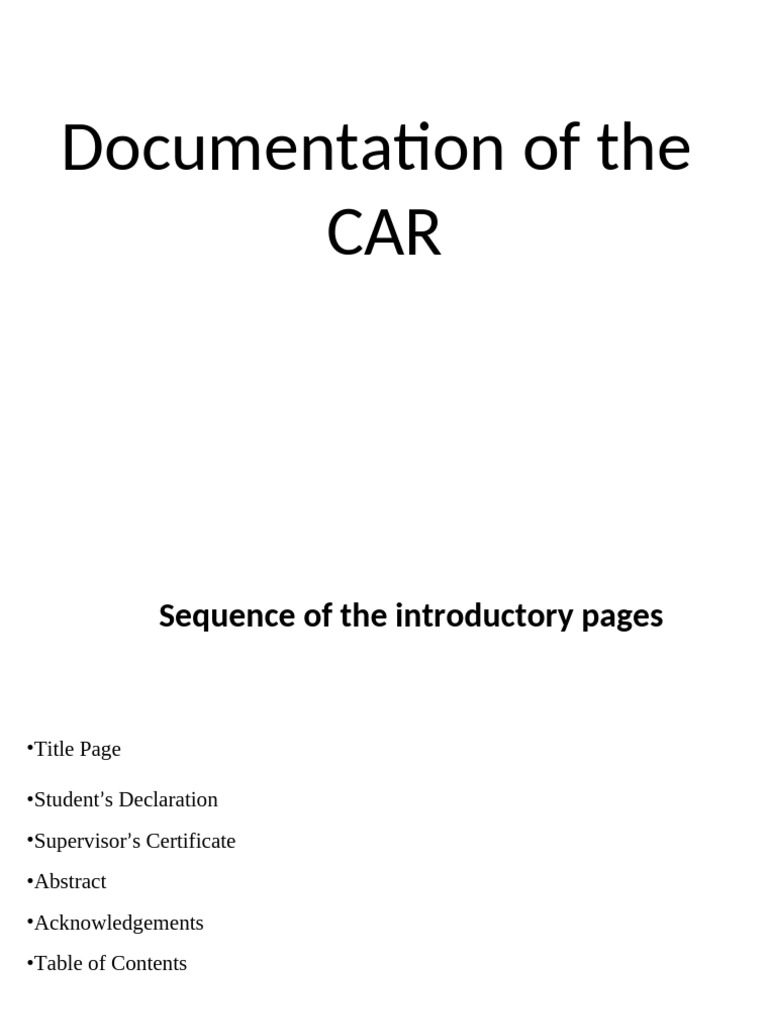 Documentation of The CAR | PDF