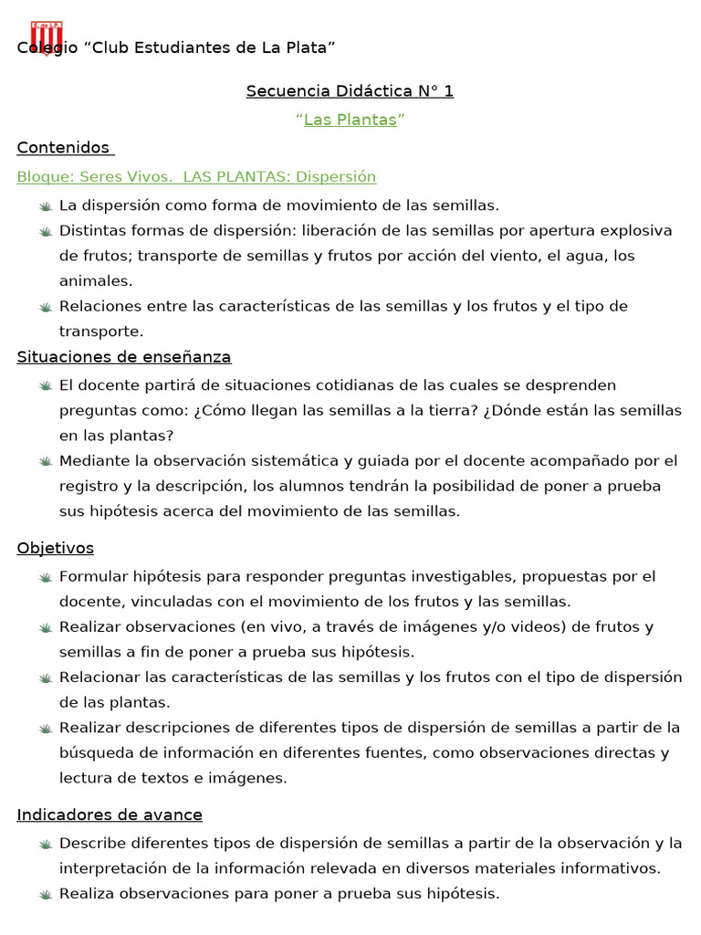 Unidad Didáctica #1 - Las Plantas | PDF