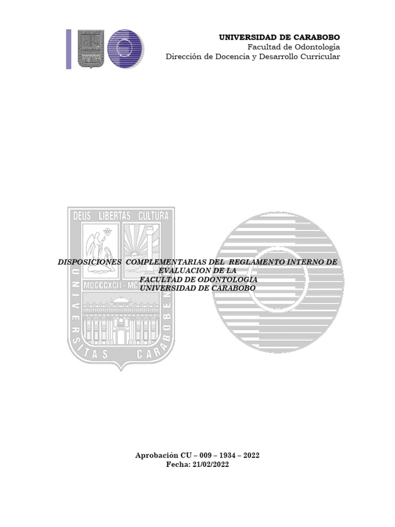 Disposiciones Complementarias Del Reglamento Interno Interno de Evaluacion Modificado 15-02-2022 ...