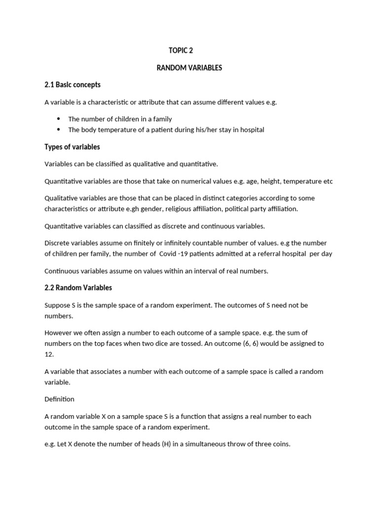 Ema 1102 Topic 2 Random Variables Version3 | PDF