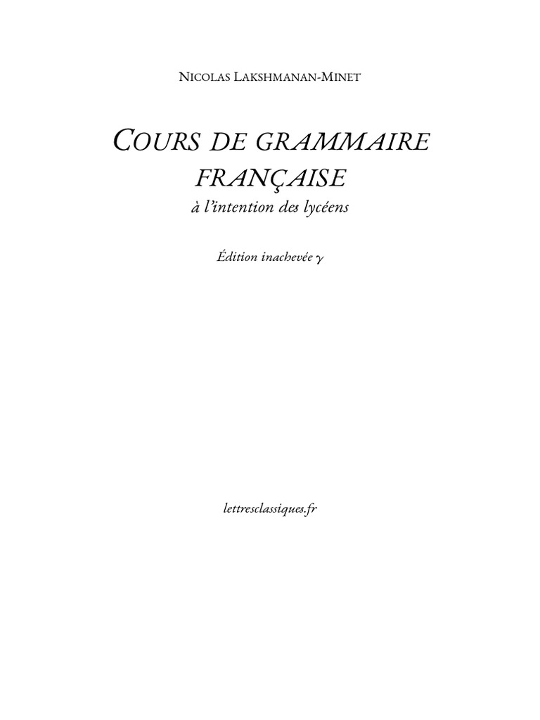 COURS DE GRAMMAIRE FRANCAISE v3 | PDF