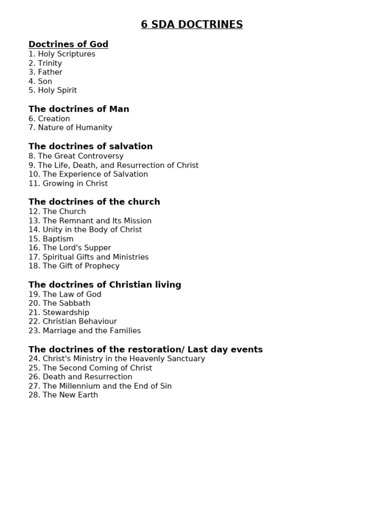 6 Sda Doctrines | PDF