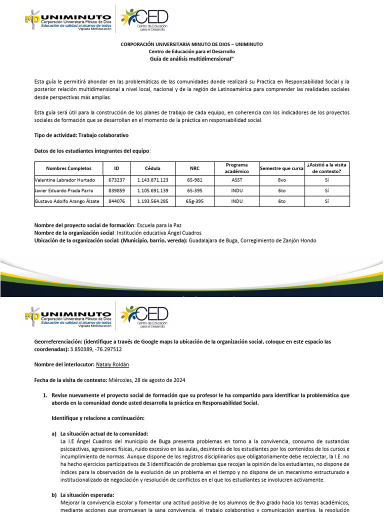 Guía Análisis Multidimensional - EscPaz - Grupo#4 | PDF