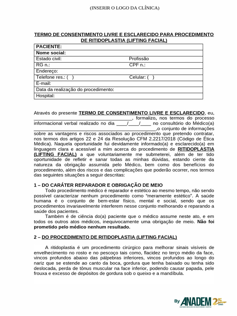 TCLE Ritidoplastia Lifting Facial | PDF