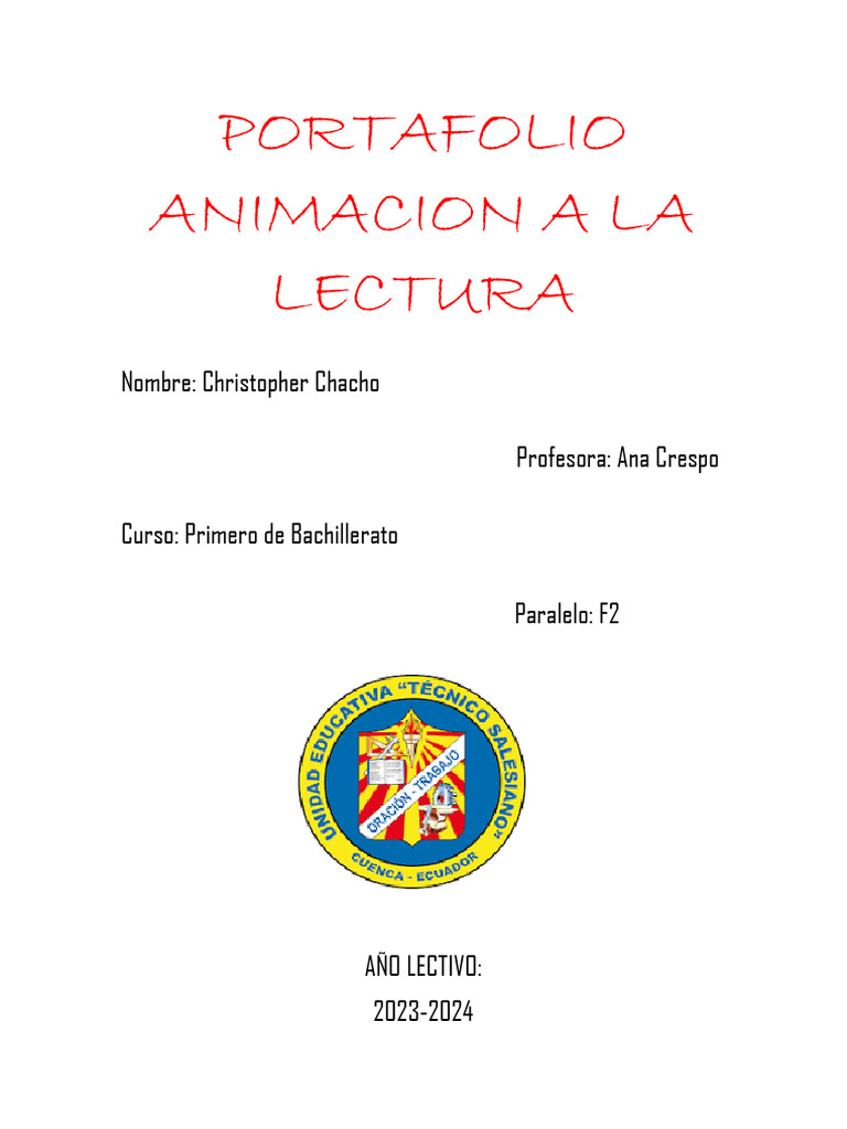 Portafolio Animacion A La Lectura | PDF