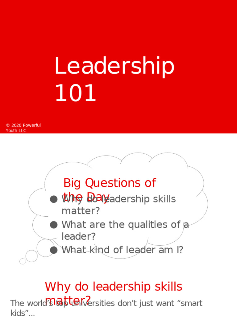 1.1powerful Youth Leadership 101 | PDF | Leadership | Social Psychology