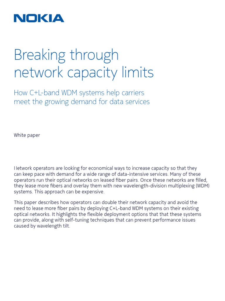 Nokia C+L Band WDM Breaking Through Network Capacity Limits Whit | PDF