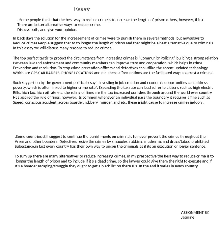 Essay Crime Reducement | PDF