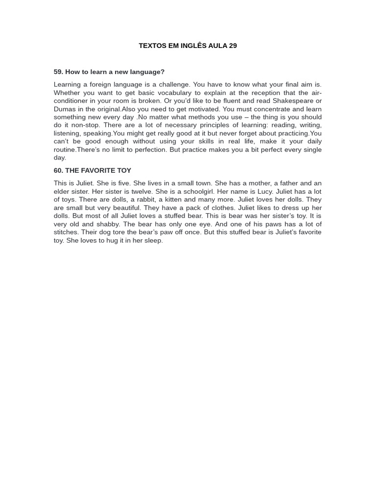 Textos em Inglês Aula 29 | PDF