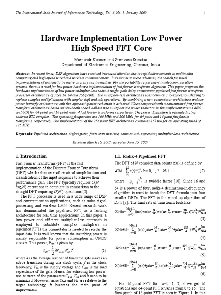 Hardware Implementation Low Power High Speed FFT Core | PDF | Fast Fourier Transform | Discrete ...