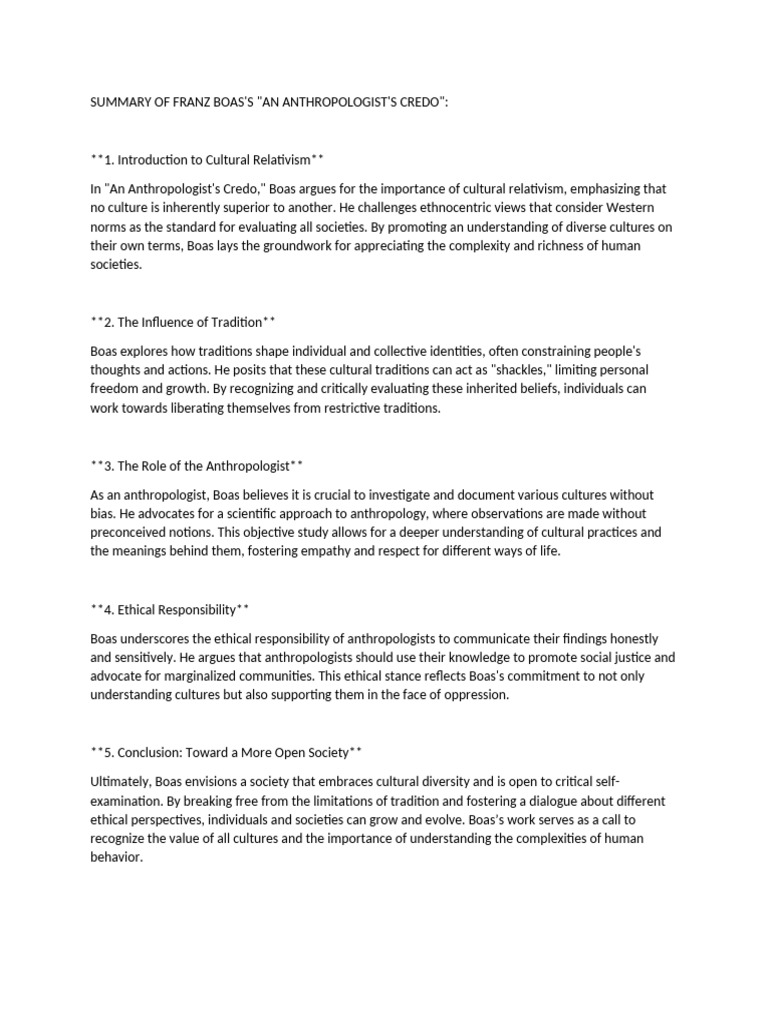 Summary of Franz Boas | PDF