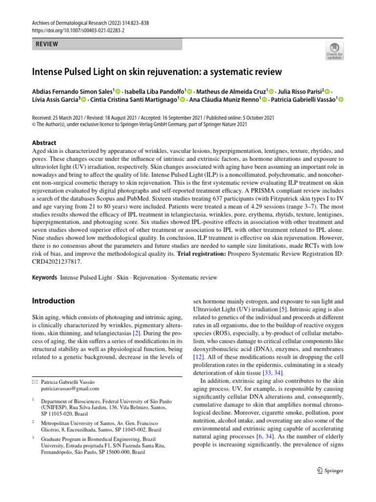 Intense Pulsed Light On Skin Rejuvenation | PDF