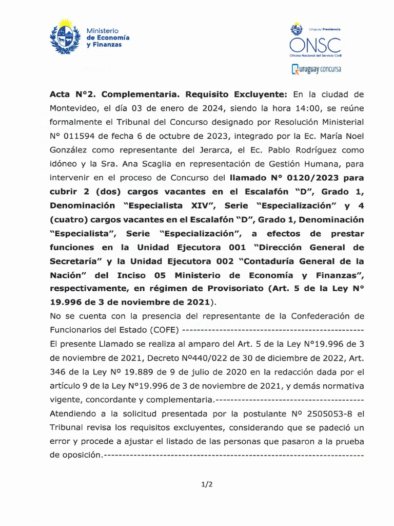 Acta N - 2 Complementaria | PDF