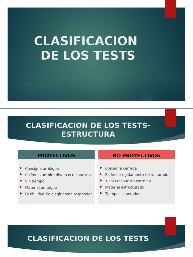 Clasificación de Tests Psicológicos | PDF | Conceptos psicologicos ...
