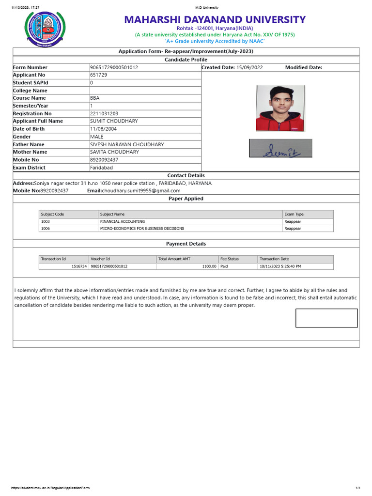 M.D University - Sumit | PDF