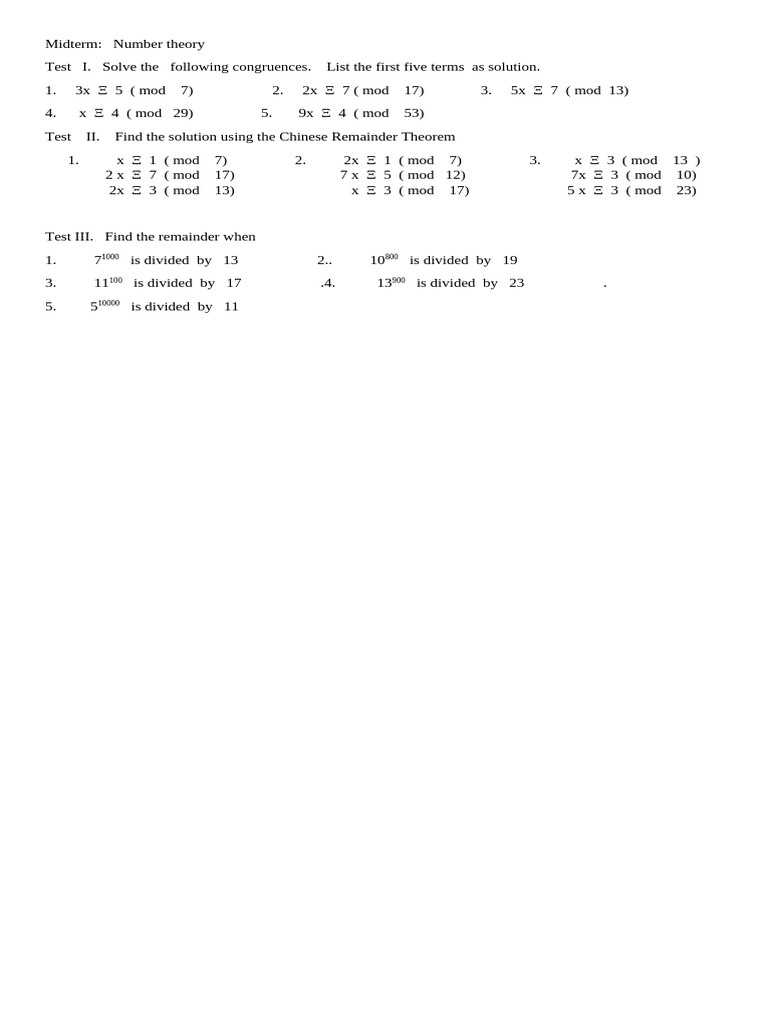 Final Exam Number Theory | PDF
