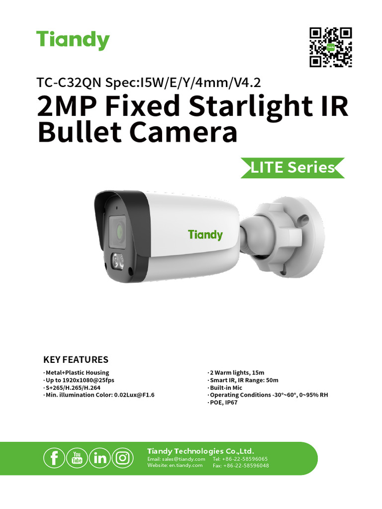 Tiandy TC-C32QN Camera Specifications | PDF | Camera Lens | Camera