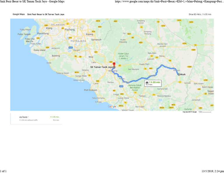 Map SMKPB Ke SK Tasik Jaya | PDF