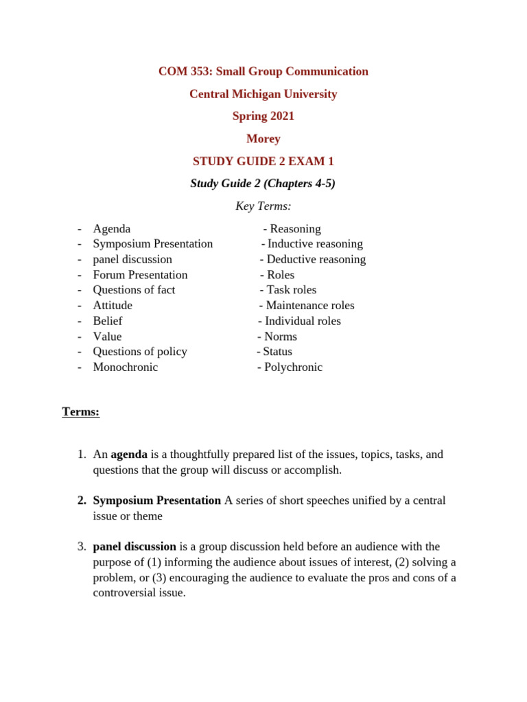 COM 353 Chapters 4-5 Study Guide 2 | PDF