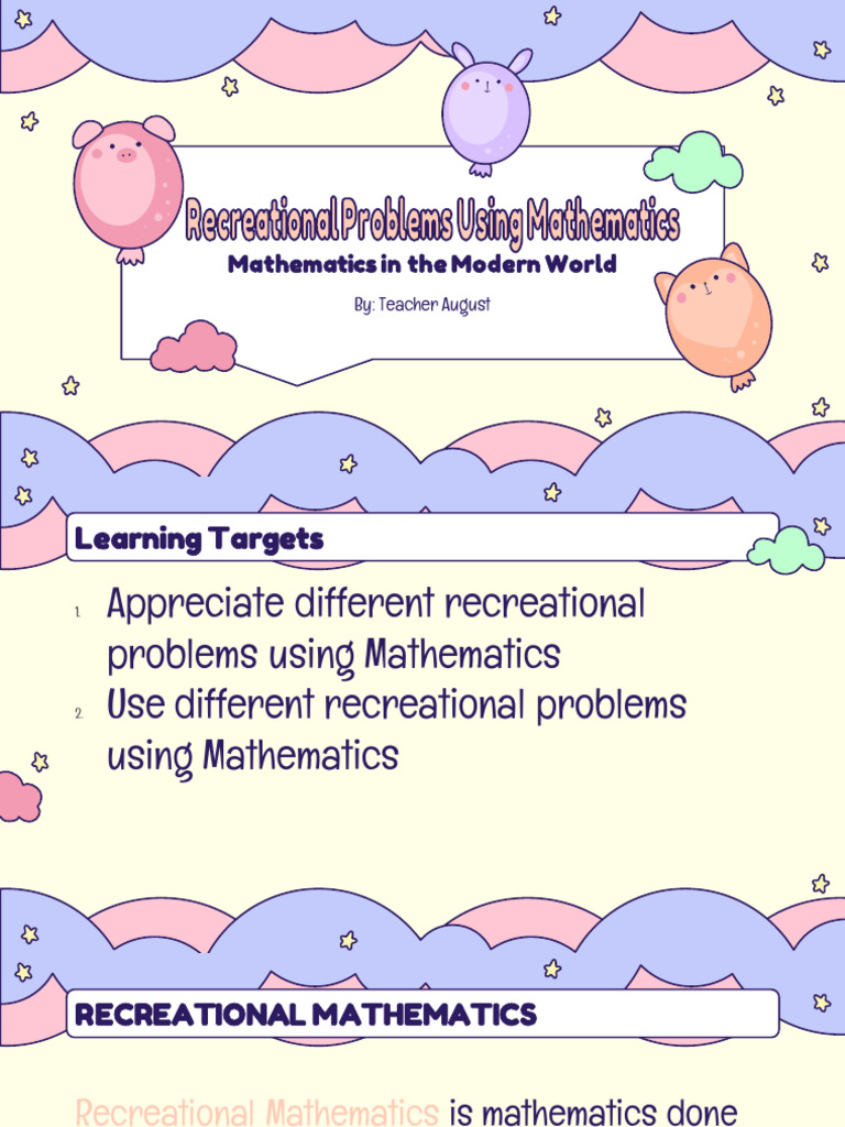 7 Recreational Problems Using Mathematics | PDF