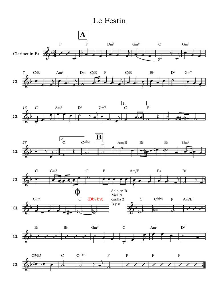 Le Festin (Clarinet BB) | PDF