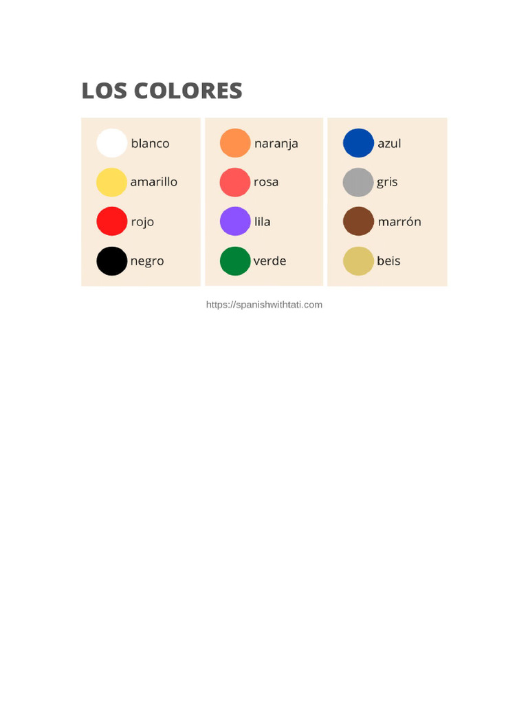Los Colores (Les Couleurs) | PDF