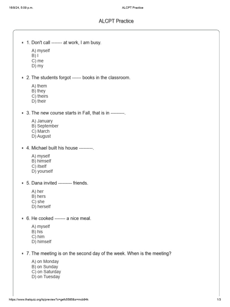 ALCPT Practice | PDF