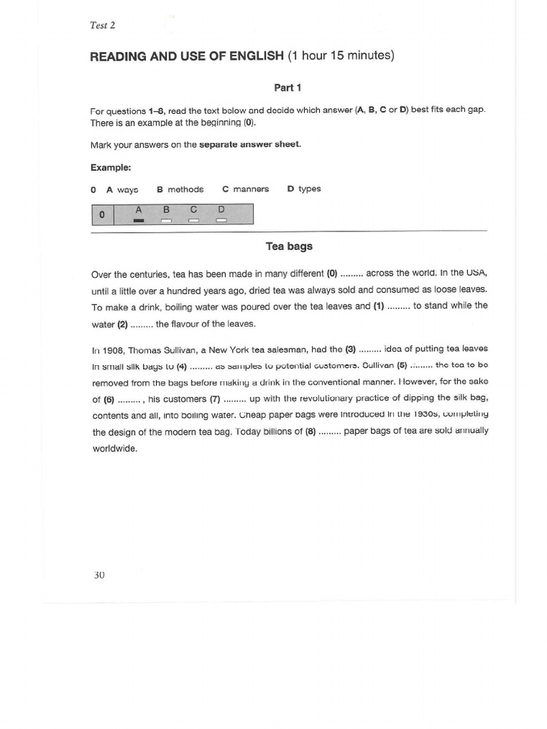 Test 6 (B2 First 3 Test 2) | PDF
