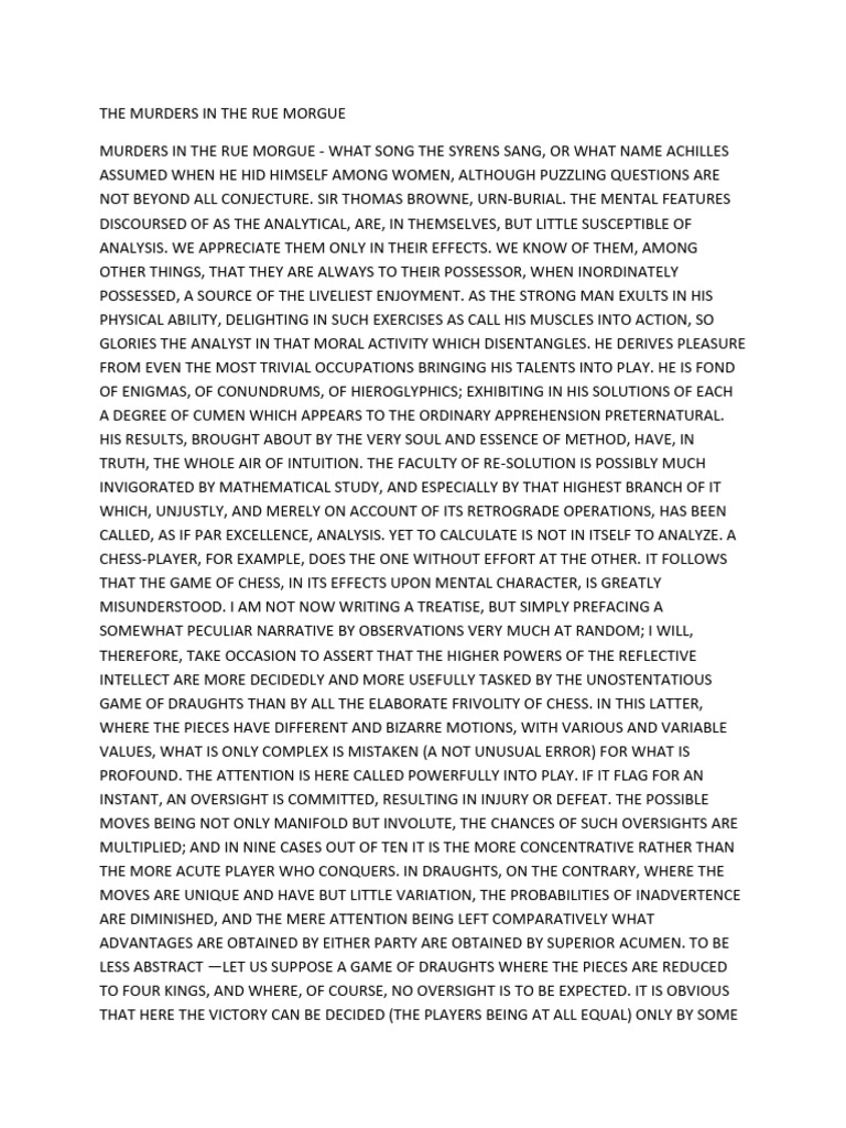 The Murders in The Rue Morgu | PDF